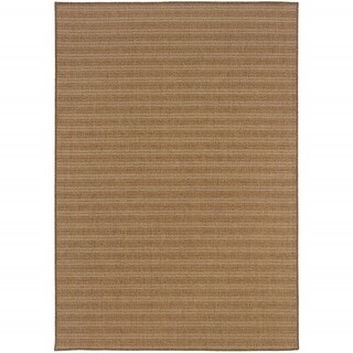4' X 6' Tan Striped Stain Resistant Indoor Outdoor Area Rug - 3'6 ...
