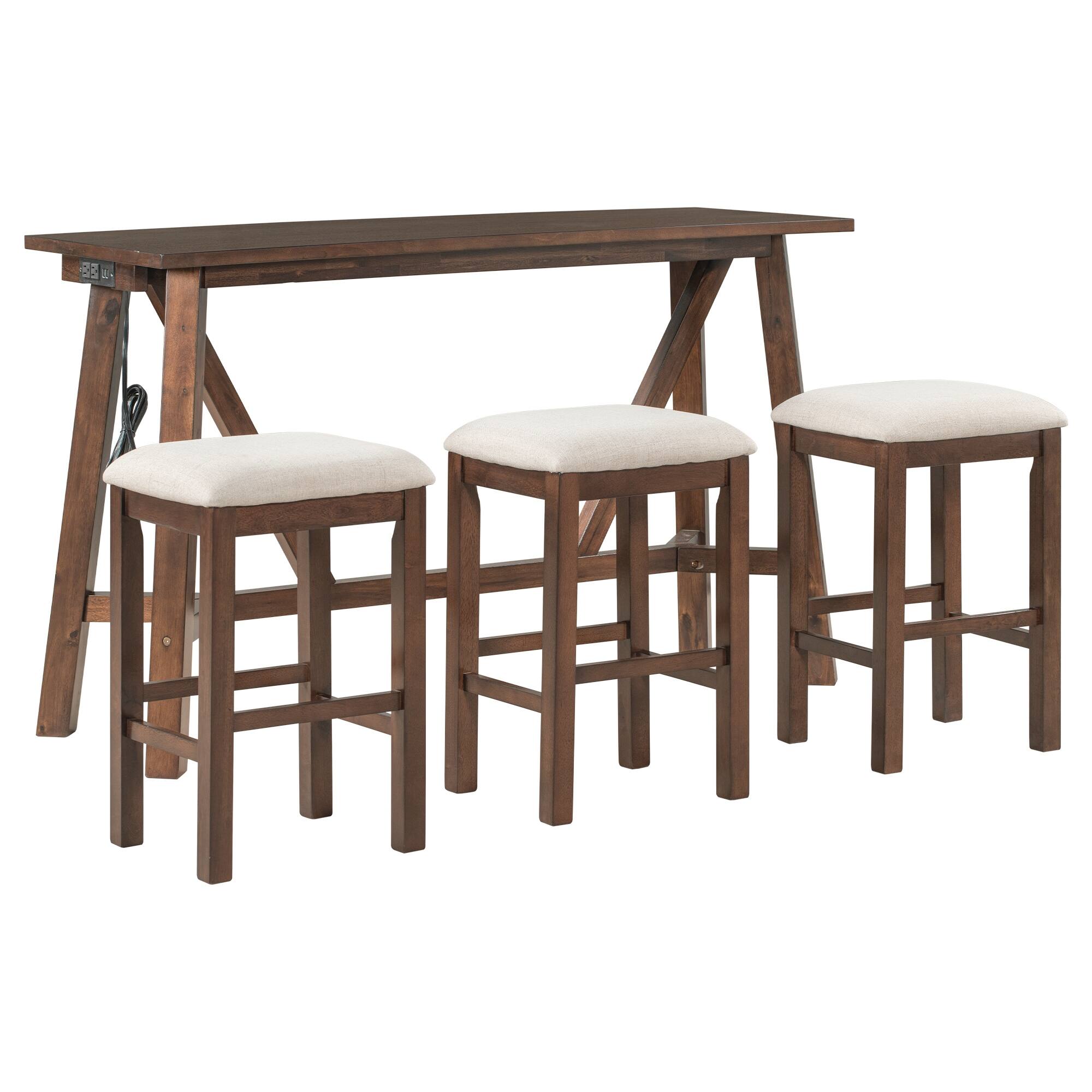 Multipurpose Home Kitchen Dining Bar Table Set with USB Port, Power ... Multipurpose Home Kitchen Dining Bar Table Set with USB Port, Power ...