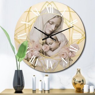 Designart "Holy Mary And Baby Jesus" Christianism Oversized Wall Clock ...