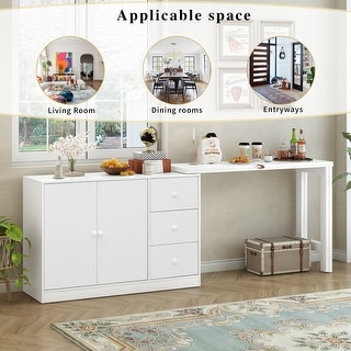 All-in-one Sideboard wPull-Out Top Convertible Dining Table Kitchen ...