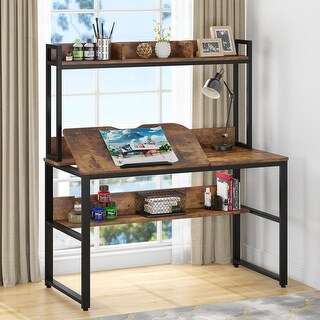 Drafting Computer Desk with Hutch and Storage Shelf, Artist Drawing ...