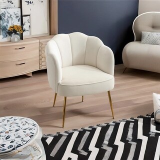 Shell Shape Velvet Fabric Armchair Accent Chair With Gold Legs - Bed ...
