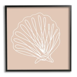 Stupell Clam Shell Squiggle Doodle Tan Sea Life Framed Wall Art, Design ...
