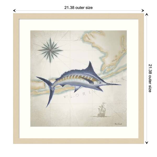 Sailfish Map I by Rick Novak 21-inch x 21-inch Framed Wall Art Print ...