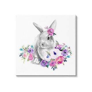 Stupell Bunny with Spring Roses Canvas Wall Art Design by Jennifer ...