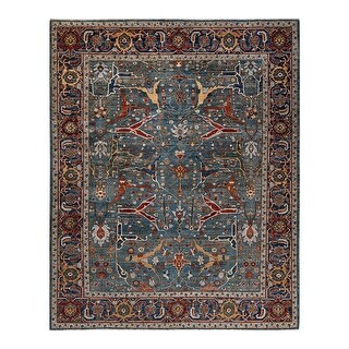 Overton Hand Knotted Wool Vintage Inspired Traditional Serapi Blue Area ...