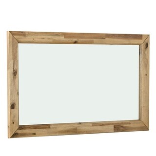 47 Inch Modern Rectangular Mirror, Light Brown Frame, Wood Grain ...