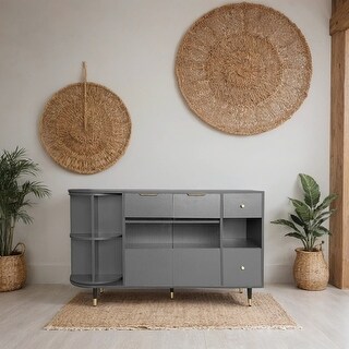 Rotating Storage Cabinet with Turntable Design, 2 Doors and 2 Drawers ...