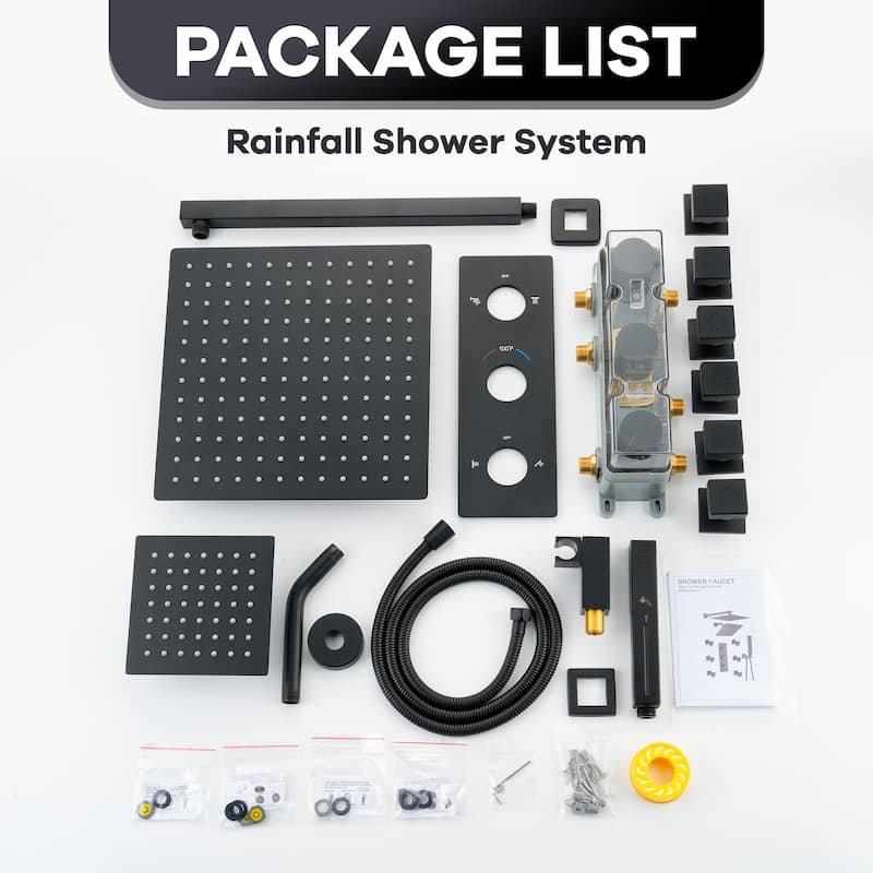 Luxury Thermostatic Shower System with Dual Rain Shower Heads, 12 in ...