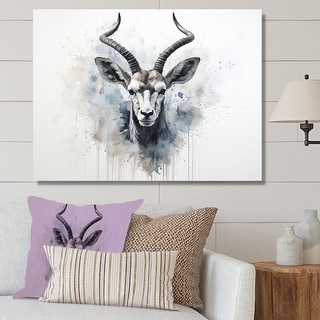 Designart "Minimalism Black And White Antelope Ibex" Antelope Wall Art ...