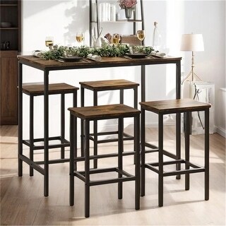 5PC Dining Table Set with High Stools, Structural Strengthening - Bed ...