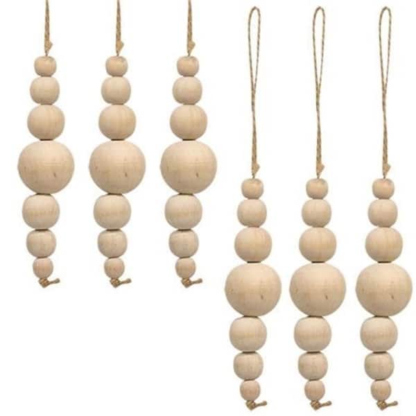 6/Set Natural Wooden Bead Ornaments - 7" high by 1" wide. - Bed Bath ...