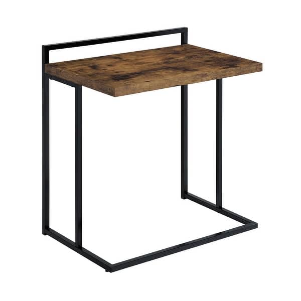 Dey 27 Inch C Shape Side End Table, Nutmeg Brown Top, Matte Black Base ...