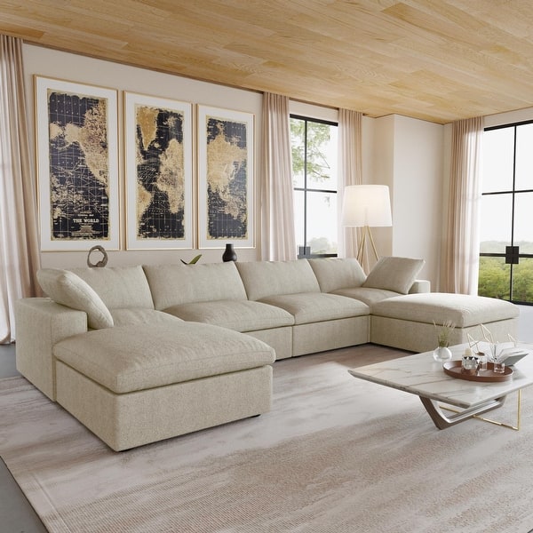 160.6" Convertible Modular Sectional Sofa Couch, Modern U Shape ...