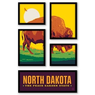 Americanflat North Dakota State Pride 5 Piece Grid Wall Art Room Decor ...