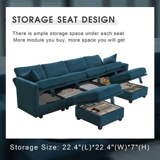 Blue U-Shaped Sectionals with Chaise Sofa Sleeper Couch Recliner Sofa ...