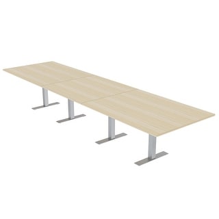 14 Person Modular Powered Rectangular Conference Table Metal T Bases ...