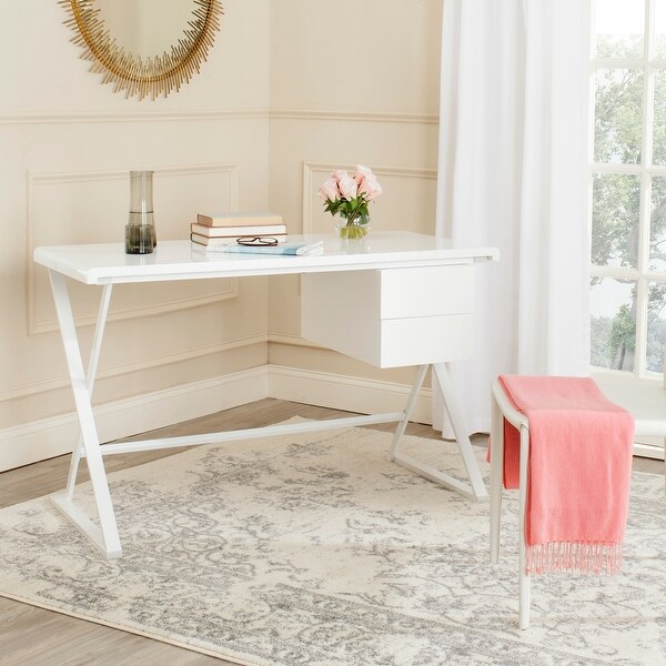 SAFAVIEH Penny Modern White Minimalist Desk Bed Bath Beyond 40885606