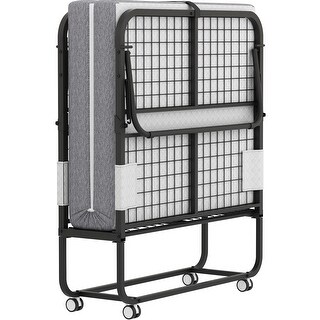 Black 75" X 46" Space-Saving Foldable Bed with 5" Memory Foam Mattress ...