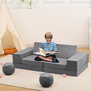 12PCS Modular Kid Play Couch for Inspiring Child Creativity, Dark Grey ...