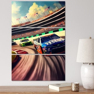 Designart "Daytona Stock Car Racing Last Lap I" Modern Car Canvas Art ...