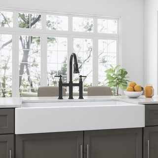 Bridge Kitchen Faucet with Pull-Down Sprayhead in Spot,Black - Bed Bath ...