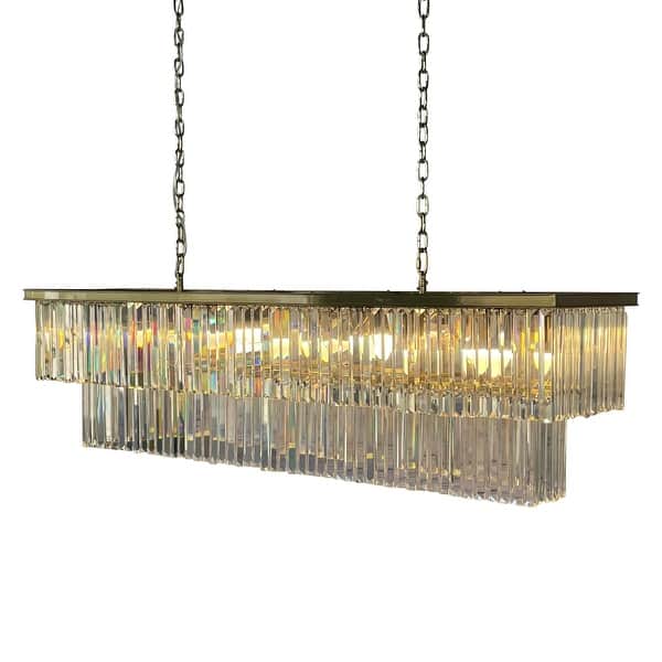 Brass 20 Light Rectangular Crystal 60 Inch Chandelier - On Sale - Bed ...