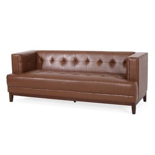 Alio Sofa, 81 Inch, Tuxedo Arms, Chesterfield Tuft Brown Faux Leather ...