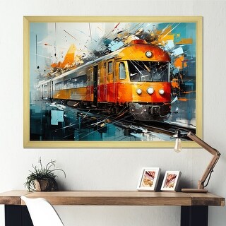 Designart "Train Fragmented Rhythm" Transportation Framed Canvas Wall ...