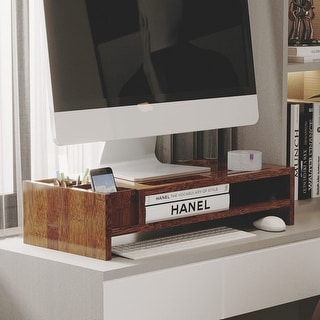 Wood Computer Monitor Stand Desktop Organizer with Drawer - Bed Bath ...