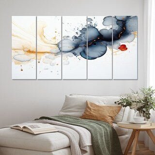 Designart "Suites Of Distant Moods Abstract Gilded Ink" Abstract ...