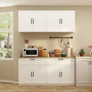 Storage Cabinet Kitchen Pantry Garage Wall Floor and Wall Cabinet Set ...