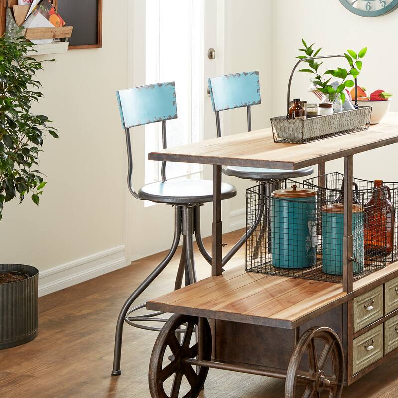 Old Look Baby Blue Bar Chair With Adjustable Seat - On Sale - Overstock ...