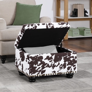 Upholstered Storage Ottoman with Hidden Compartment and Cushion Top for ...