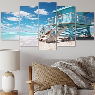 Designart "Turquoise Miami Lifeguard Whispers II" Nautical & Beach ...