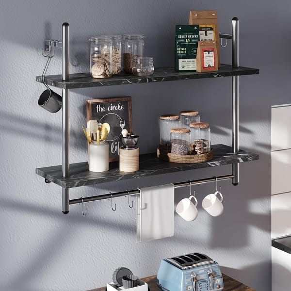 Pipe Shelf Industrial Floating Shevles 31" Kitchen Wall Mounted Shelf ...