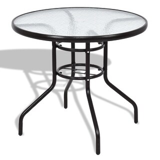 Patio Round Table Steel Frame Dining Table - 31.5" x 27.6" - Bed Bath ...
