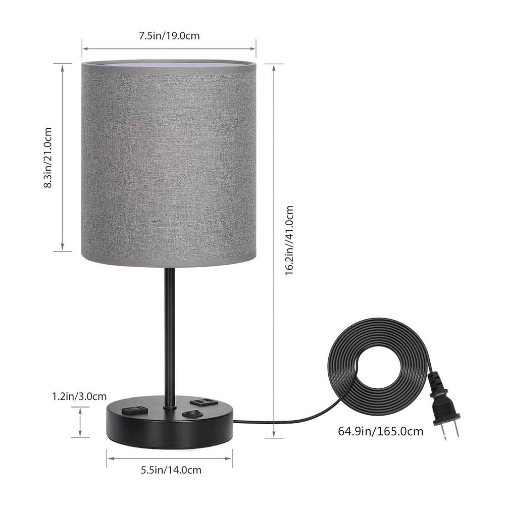 Set of 2 Modern Table Lamps Small Bedside Nightstand Lamp Gray - 7.55 ...