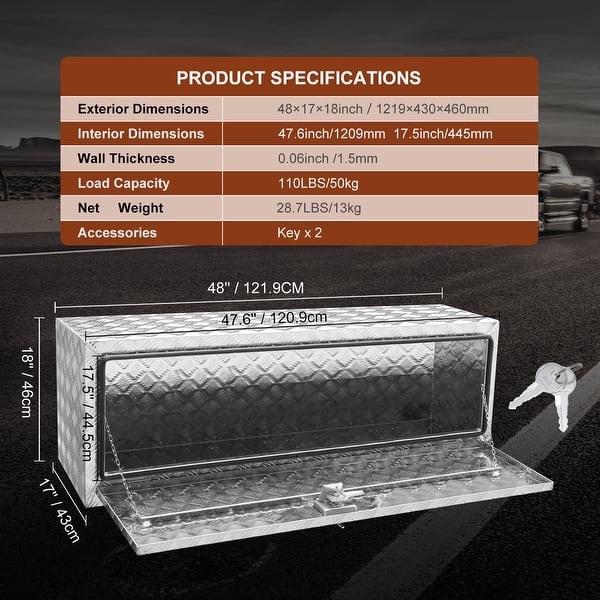 VEVOR Underbody Aluminum Truck Tool Box for Trailer RV Tool Storage ...