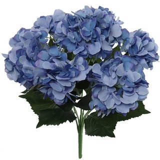 UV Midnight Blue Hydrangea Bush with 7 Silk Flowers & Leaves by Floral ...