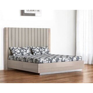 HomeRoots King Size High Gloss Beige Upholstered Channeled Headboard ...