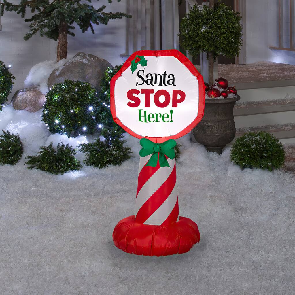 Gemmy Christmas Airblown Inflatable Outdoor Santa Stop Sign , 4 ft Tall ...