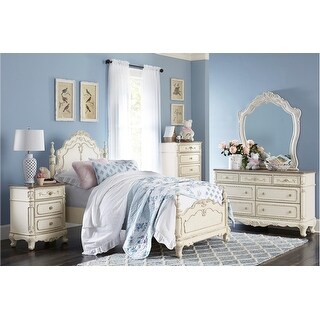Merry 3 Piece Antique White Traditional Panel Bedroom Set - Bed Bath ...