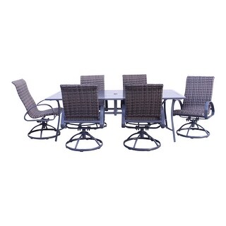 Courtyard Casual Santa Fe Dark Gray 7 Piece Rectangle Dining Set with ...
