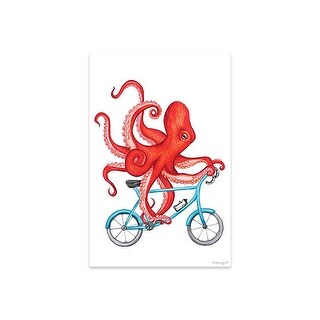 Octopus On Bike Print On Acrylic Glass by Amélie Legault - Bed Bath ...