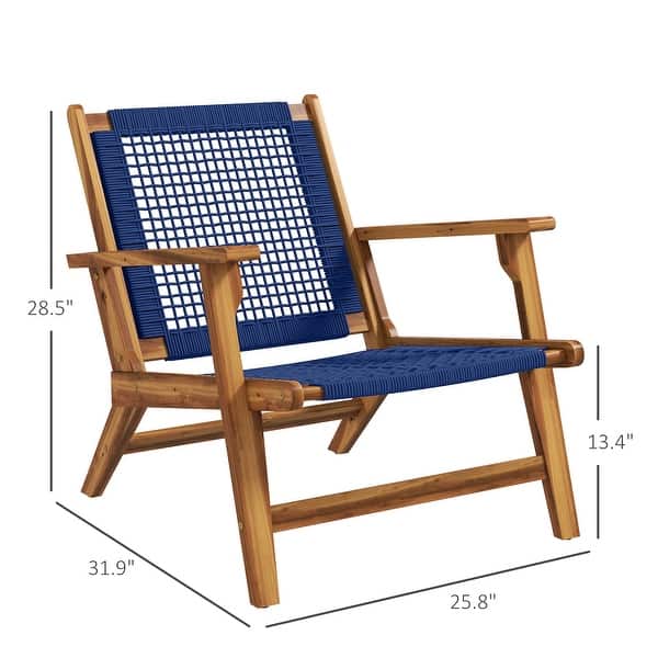 Outsunny Patio Acacia Wood Adirondack Chair, Modern Wood Fire Pit Chair ...