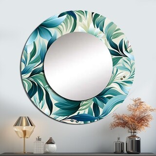 Designart "Oceanic Foliage Botanical Pattern" Botanical, Floral Round ...