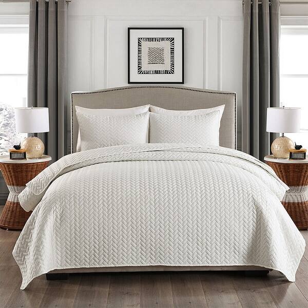 white embossed bedspread