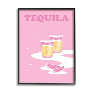 Stupell Bold Pink Tequila Shots Kitchen Cocktail Typography Framed Wall ...