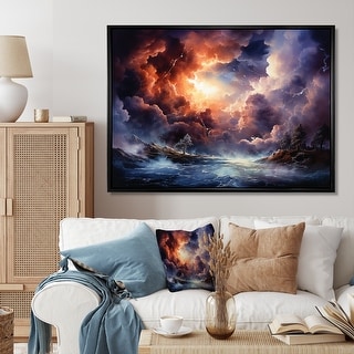 Designart "Storm Power In Motion I" Landscapes Framed Canvas Art Print ...
